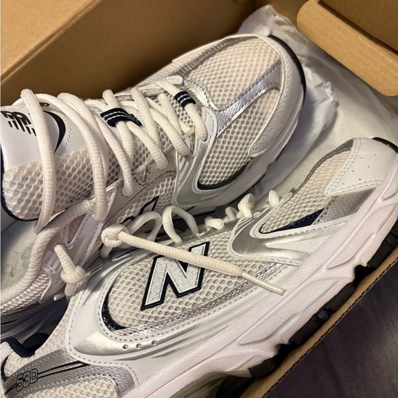 New Balance | Shoes | New Balance White And Silver Sneakers | Poshmark